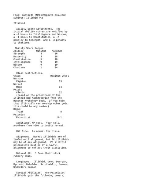 Character Races Illithid Pdf Fantasy Role Playing Games Role Playing Games