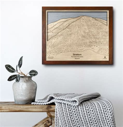 Stratton Mountain Vt Ski Trail Map Art 3d Wood Mountain Décor