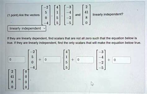 point are the vectors and linearly independent linearly independent if