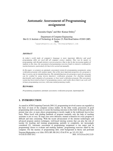 Automatic Assessment Of Programming Assignment Pdf Function