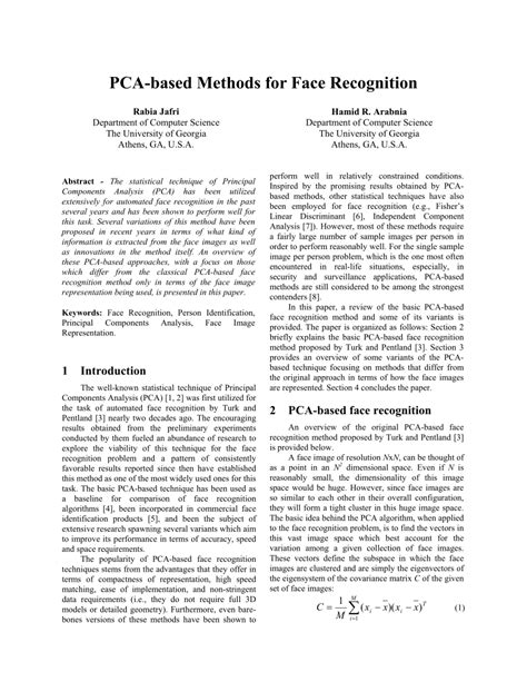 Pdf Pca Based Methods For Face Recognition