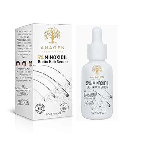 Anagen 5 Minoxidil W Biotin And Plant Based Oils 1 Month Supply 2fl