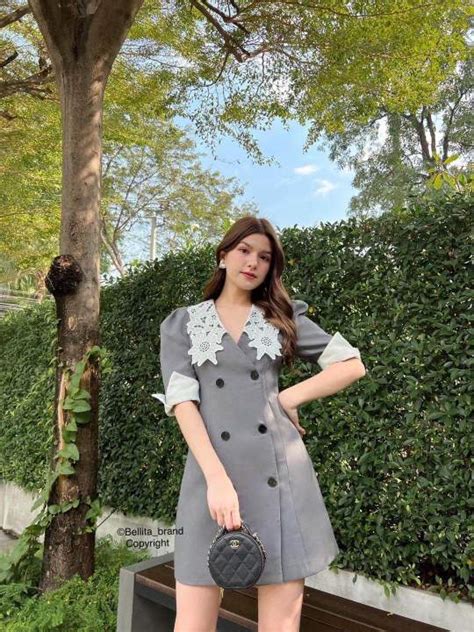 💎พร้อมส่ง💎bellita 💎 เดรสสูทสีเทา Th