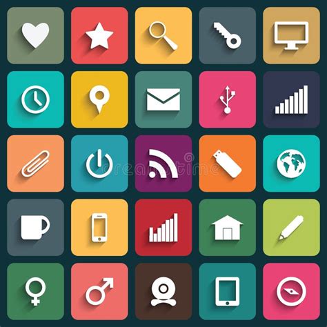 Vector Design Flat Icons For Web And Mobile Stock Vector Illustration