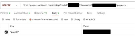 Cannot Get The Delete Client From Project Api To Work