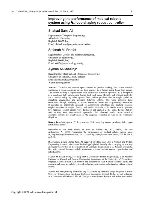 Solution Improving The Performance Of Medical Robotic System Using H Loop Shaping Robust