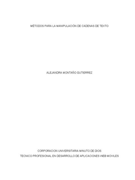 Métodos Para La Manipulación De Cadenas De Texto Pdf