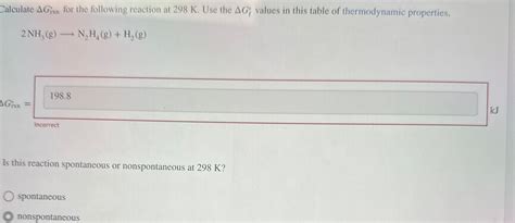 solved calculate Δgrxn° ﻿for the following reaction at 298k