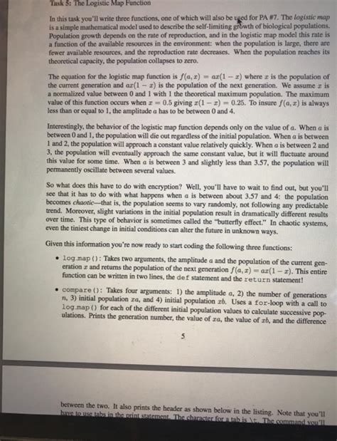 Solved Task 5 The Logistic Map Function In This Task Youll