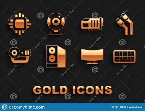 Set Case Of Computer Lan Cable Network Internet Keyboard Computer Monitor Screen Web Camera