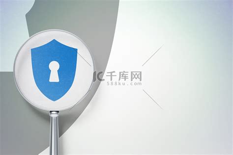 安全概念：数字背景上带光学玻璃的锁孔屏蔽高清摄影大图 千库网