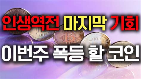 마지막 기회입니다 연구소 직원들도 풀매수 한 코인입니다 리플 비트코인 알트코인 코인 코인추천 Youtube