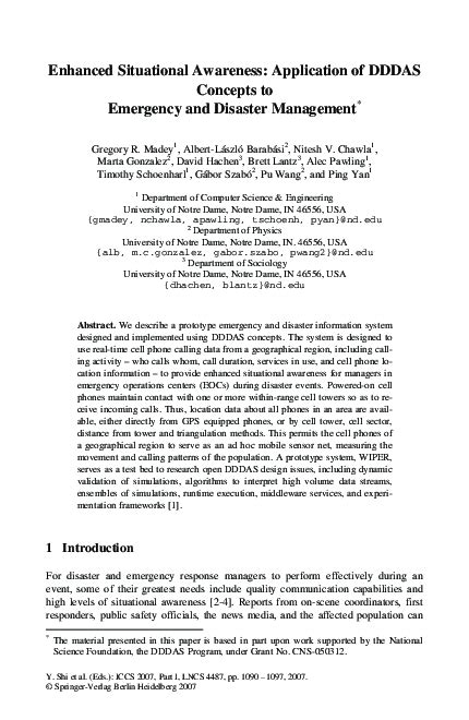 Pdf Enhanced Situational Awareness Application Of Dddas Concepts To