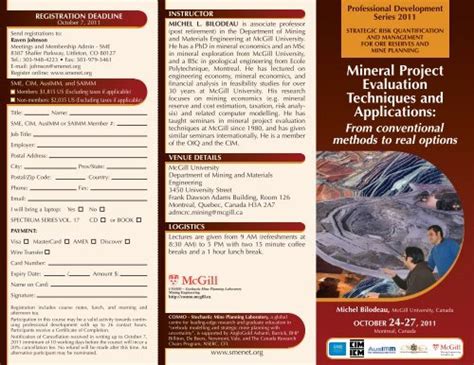 Mineral Project Evaluation Techniques And Applications
