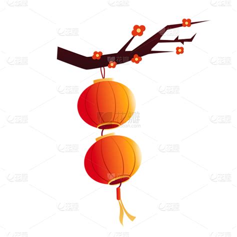 卡通感春节灯笼元素贴纸