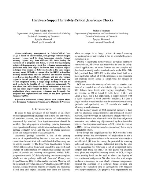 Pdf Hardware Support For Safety Critical Java Scope Checks