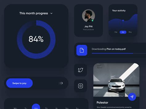 Dark Theme Ui Elements Design By Dmitry Lauretsky For Ronas It Uiux