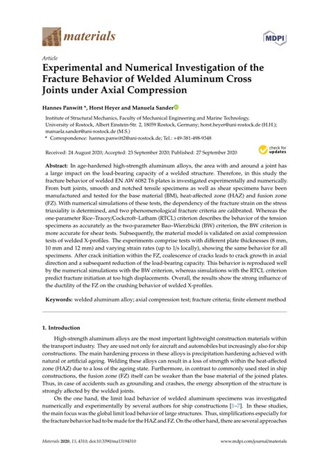 Pdf Experimental And Numerical Investigation Of The Fracture Behavior
