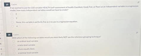 Solved 1 Point If We Wanted To Use The Gss Variable Health