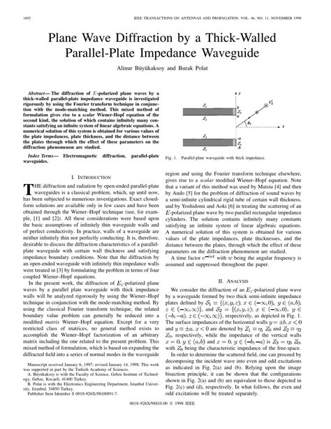 Pdf Plane Wave Diffraction By A Thick Walled Parallel Plate Impedance Waveguide