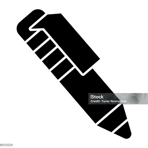 마커 펜 솔리드 아이콘입니다 쓰기 도구 기호 흰색 배경에 문자 모양 픽토그램 사무실 또는 Statoinery 항목 기호 모바일 개념 웹 디자인 벡터 그래픽 검은색에 대한