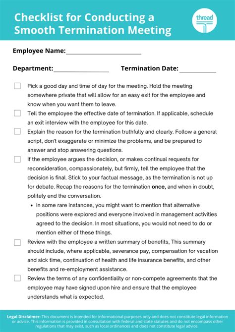 checklist for conducting a smooth termination meeting