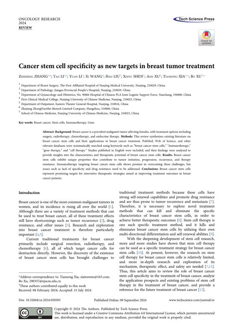 Pdf Cancer Stem Cell Specificity As New Targets In Breast Tumor Treatment