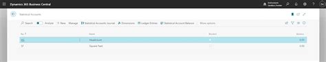 Statistical Accounts In Microsoft Dynamics 365 Business Central