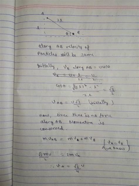 Two Particles A And B Each Of Mass M Are Attached By A Light Inextensible String Of Length