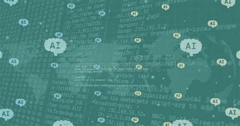 Image Of Ai Data Processing Over Connections With Ai Icons With Globe