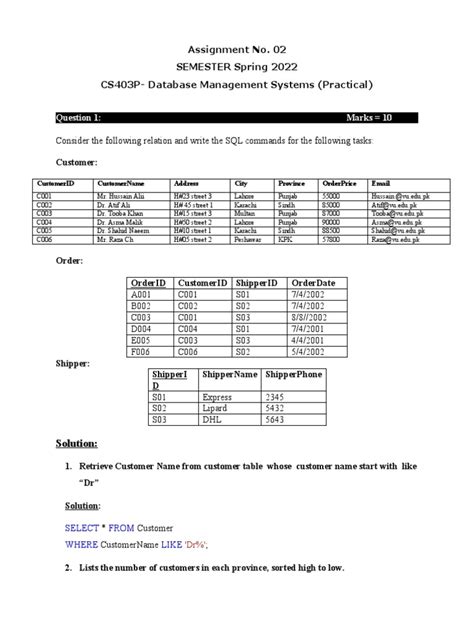 Cs403p Assignment Pdf Sql Data