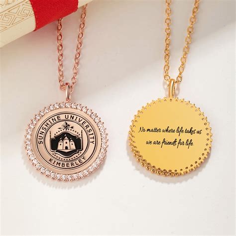 Personalized Name And Logo Graduation Necklace Custom Engraved High