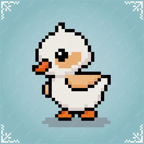 Premium Vector A White Duck In 8 Bit Pixel Art Animal Game Assets In