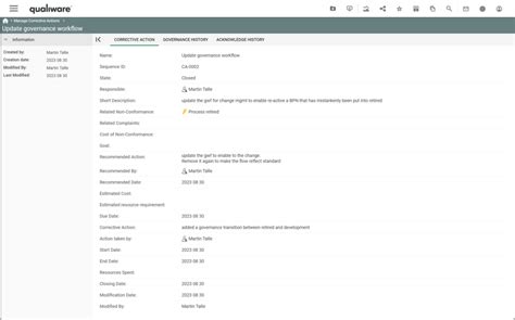 Manage Corrective Actions Qualiware Center Of Excellence