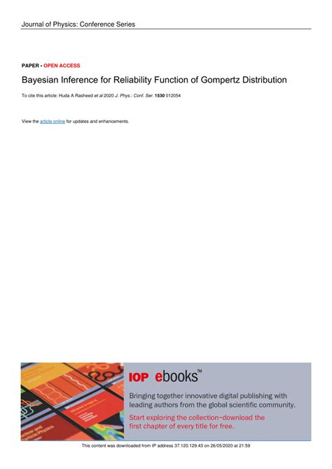 Pdf Bayesian Inference For Reliability Function Of Gompertz