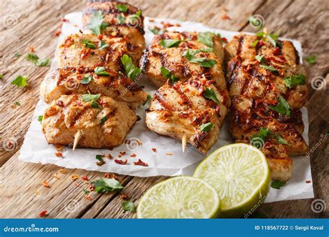 Afghan Food Chicken Kabab Marinated In A Yogurt Cumin Sauce Close Up