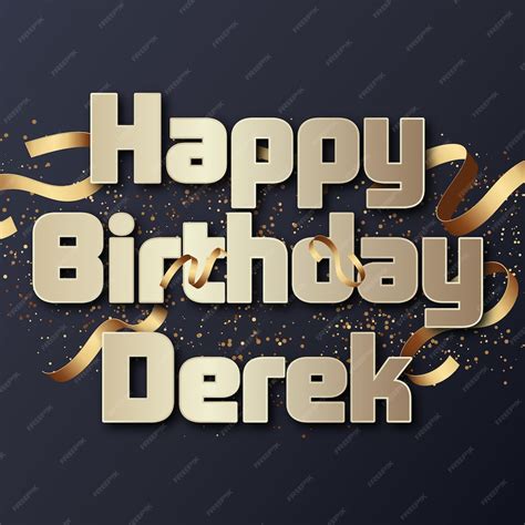 Premium Photo Happy Birthday Derek Gold Confetti Cute Balloon Card Photo Text Effect