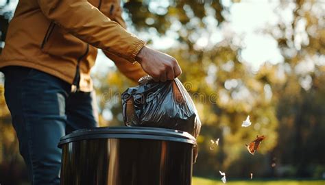 Man Throwing Trash Bag Into Bin Outdoors Closeup Stock Photo Image Of Hands Throwing