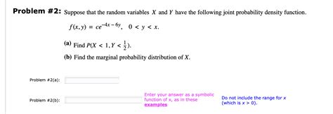 Solved Roblem 2 Suppose That The Random Variables X And Y Chegg Com