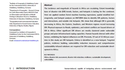 Identifying Disaster Risk Factors And Hotspots In Africa From Spatiotemporal Decadal Analyses