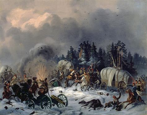 Scene From The Russian French War In 1812 Oil On Canvas Photograph By