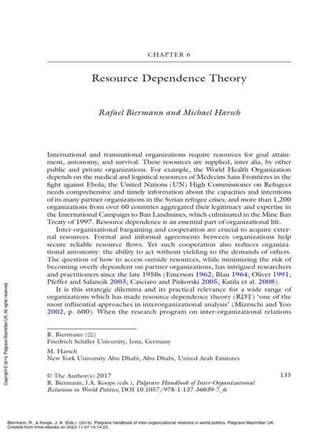 Resource Dependency Pdf Supply Chain