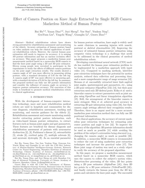 Pdf Effect Of Camera Position On Knee Angle Extracted By Single Rgb Camera Markerless Method
