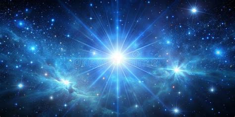 Bright Blue Star Shining In Deep Space Stellar Explosion Behind Star