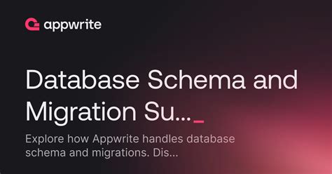 Database Schema And Migration Support In Appwrite Threads Appwrite
