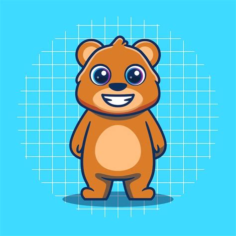 Симпатичный талисман медведя стоящий на векторной иллюстрации Премиум вектор