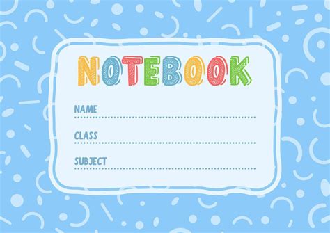 Cute Colourful School Notebook Cover Design 65442216 Vector Art At Vecteezy