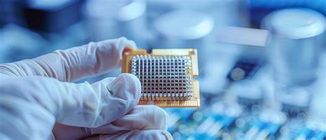 A Closeup Presentation Of A New Generation Microchip Gloved Hand Holding A Technological Marvel