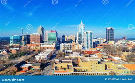 Downtown Raleigh North Carolina Usa Drone Skyline Aerial View Stock