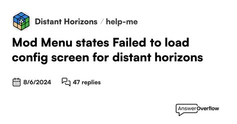 Mod Menu States Failed To Load Config Screen For Distant Horizons